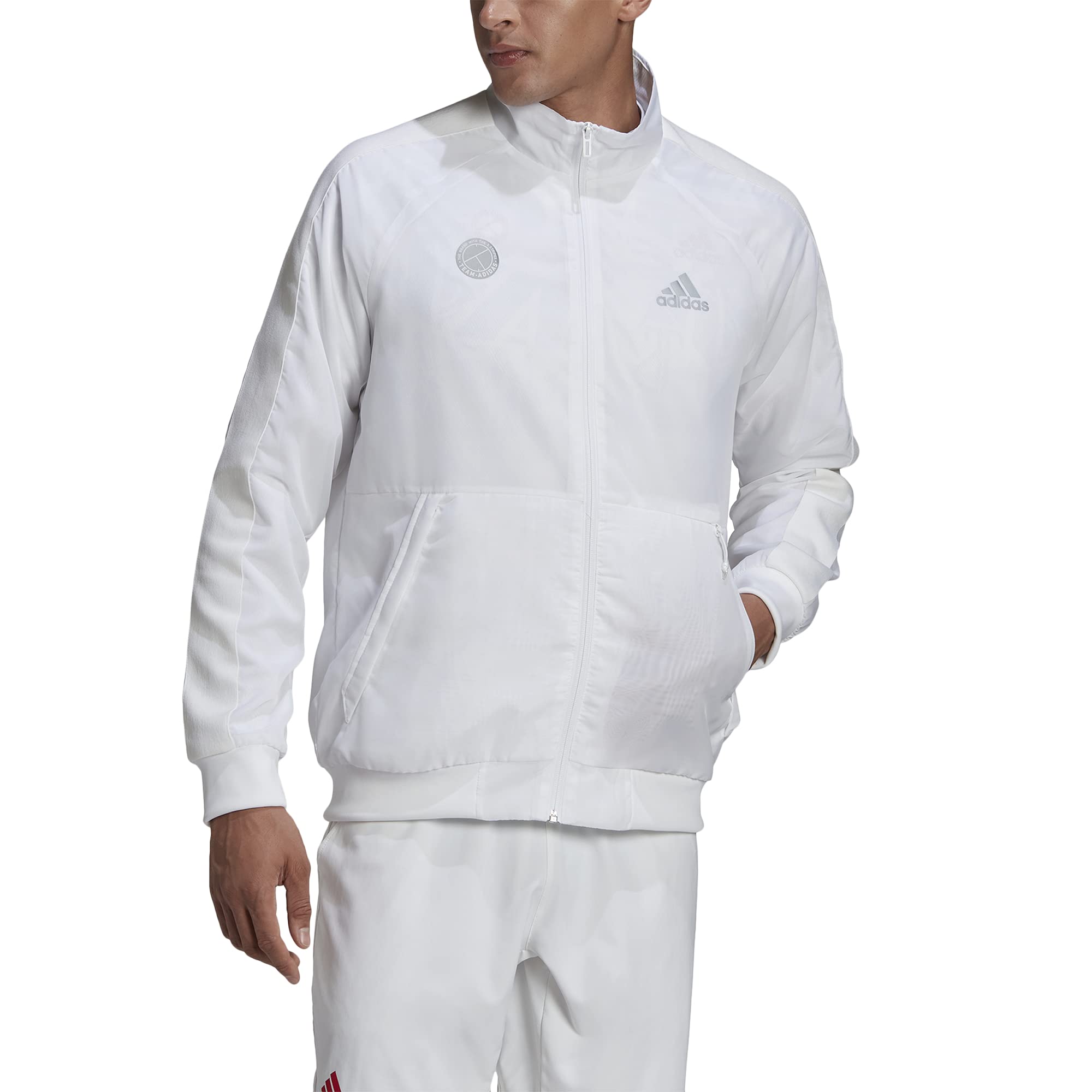 adidas Male Tennis Uniforia Jacket, White/Silver/Grey , S