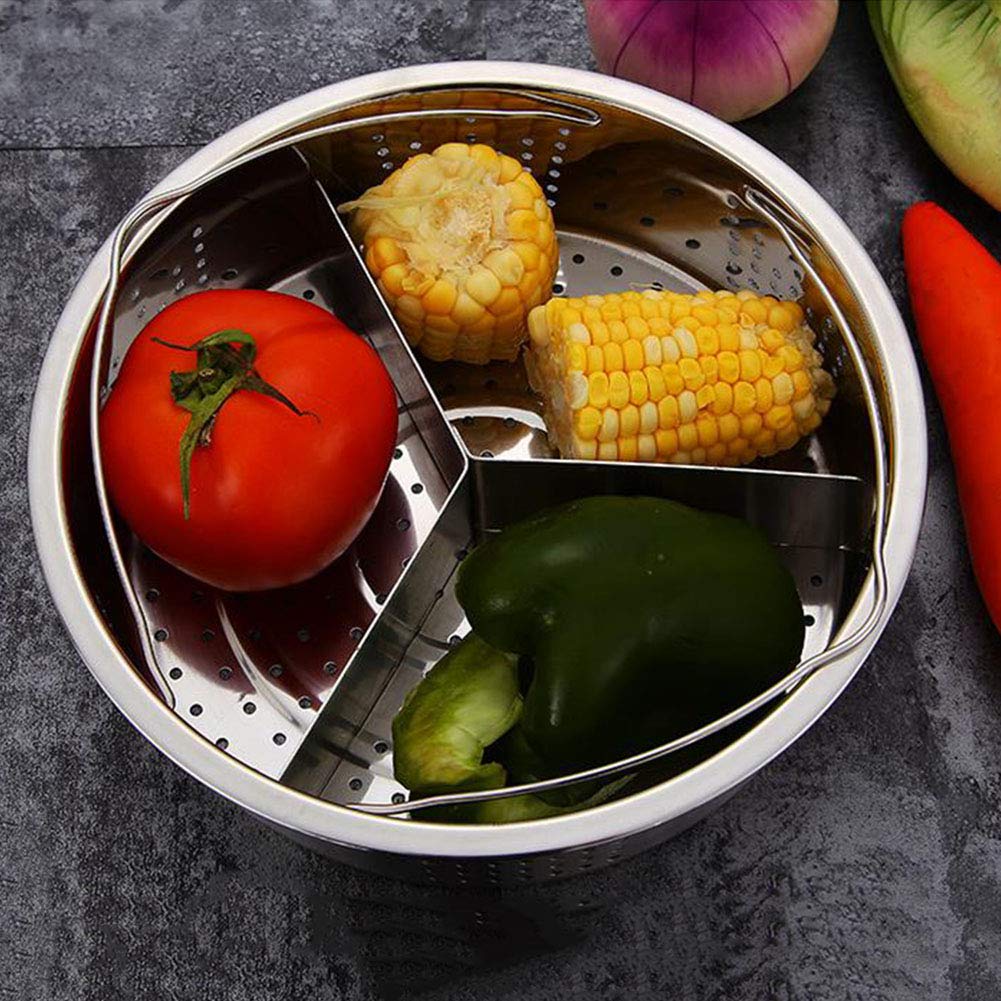 beiyoule Stainless Steel Steamer Basket Rack - Steamer Holder Trio Separator Set, Vegetables Steaming Stand for Pressure Cooking