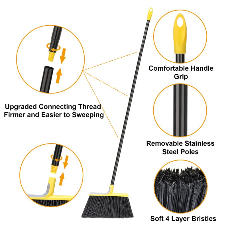 KeFanta Outdoor Broom for Floor Cleaning,58" Heavy-Duty Commercial Broom for Sweeping Concrete Courtyard Garage Patio Indoor Home Kitchen Office Lobby