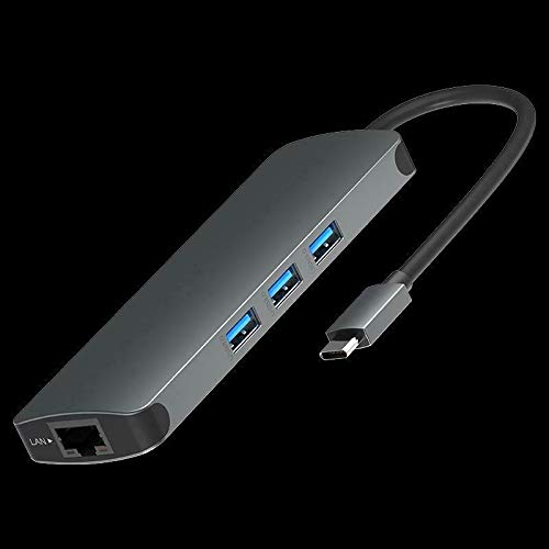 USB C Hub USB3.0 HDMI PD Charging Docking Station Converter USB Readable SD Card, 9-in-1 4K Type C Adapter Compatiable for MacBook and Windows (Silver)