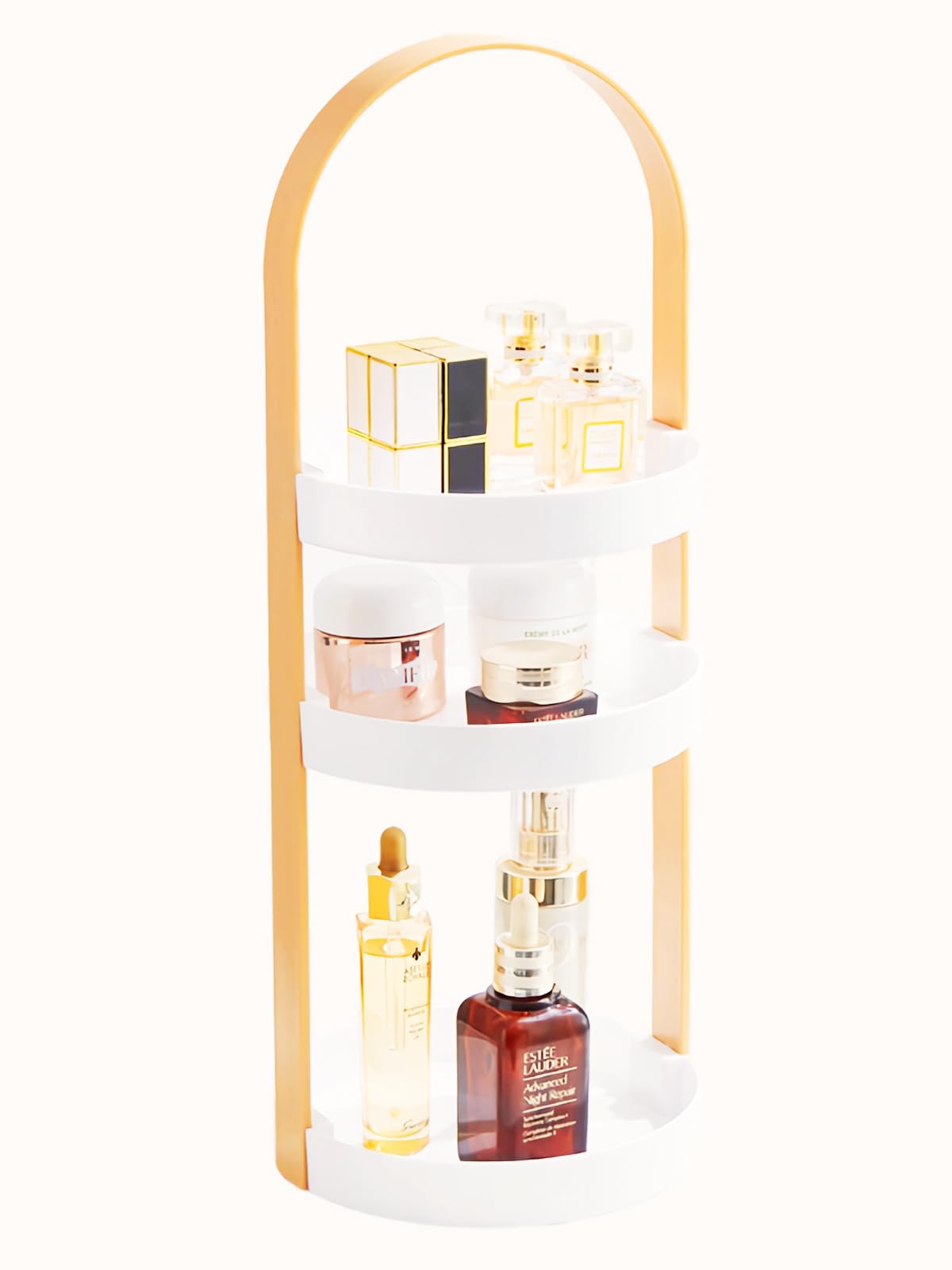 COCSKERQL 3-Tier Bathroom Counter Organizer,Makeup Shelf Organizer, Bathroom Countertop Perfume Tray and Vanity Organizer for Corner Storage (yellow)