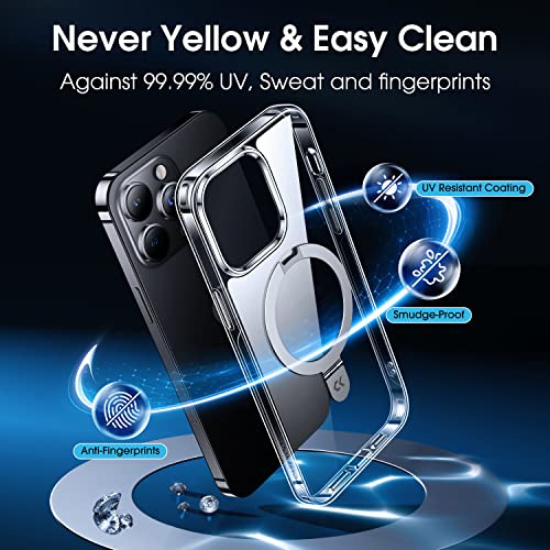 CASEKOO Magnetic Clear Designed for iPhone 14 Pro Max Case with Invisible Stand [Compatible with MagSafe] [Non Yellowing] Shockproof Protective for Women Men Phone Cases 6.7 Inch 2022, Clear