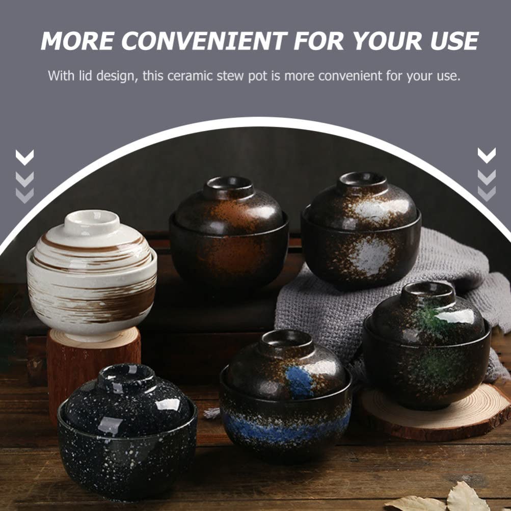 Angoily Ceramic Steamed Egg Bowl Small Lidded Ceramic Steaming Pot Steamed Food Bowl Ceramic Stockpot Ceramic Soup Pot Japanese Snack Bowl Soup Bowls with Lids French Ceramics Shabu Shabu