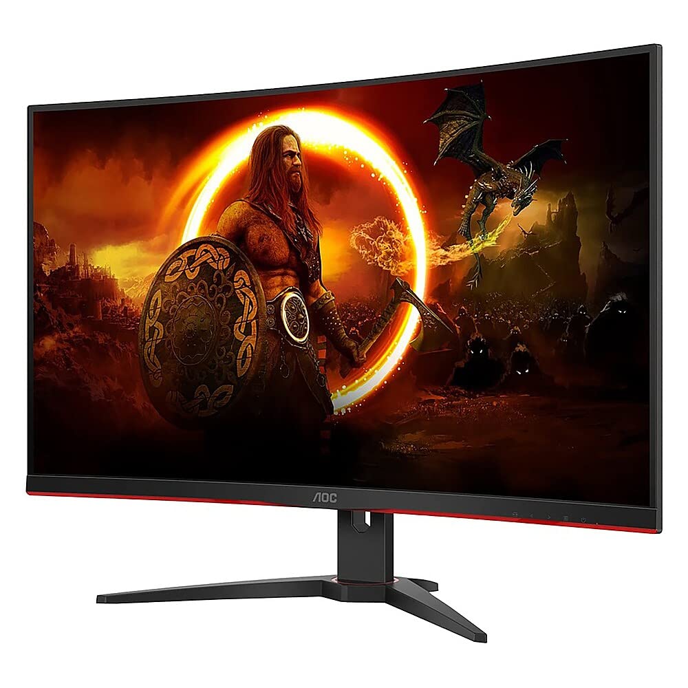 AOC C32G2E 32" Curved Frameless Gaming LCD Monitor FHD, 1500R Curved VA, 1ms, 165Hz, FreeSync, 1920 x 1080 (AMD Adaptive Sync) 3-Year Zero Dead Pixel Policy (Renewed)