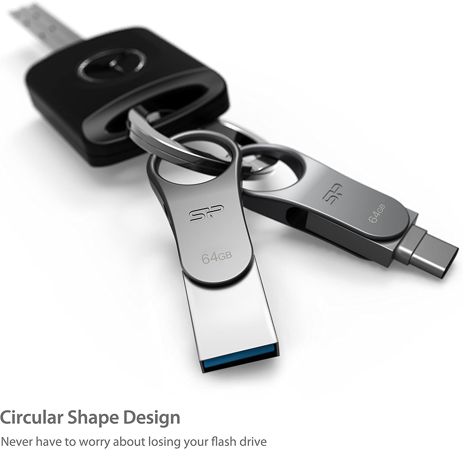 Silicon Power 128GB USB 3.0 / USB 3.1 (Gen1) Flash Drive (METAL) Dual Drive USB Type-C C80 Swivel USB Drive Ready for Smartphone Tablet and New Macbook (SP128GBUC3C80V1S)