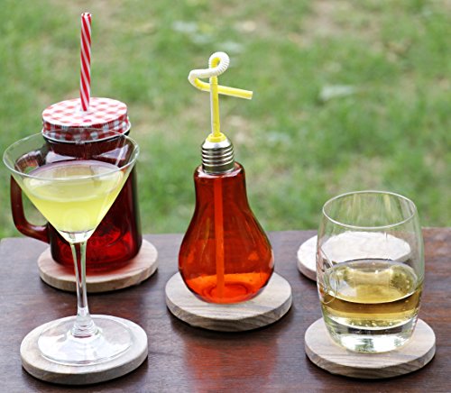 GoCraft Sandstone Absorbent Round Coasters | Natural Yellow Sandstone Coasters for Drinks, Beverages & Wine/Bar Glasses (Set of 4)