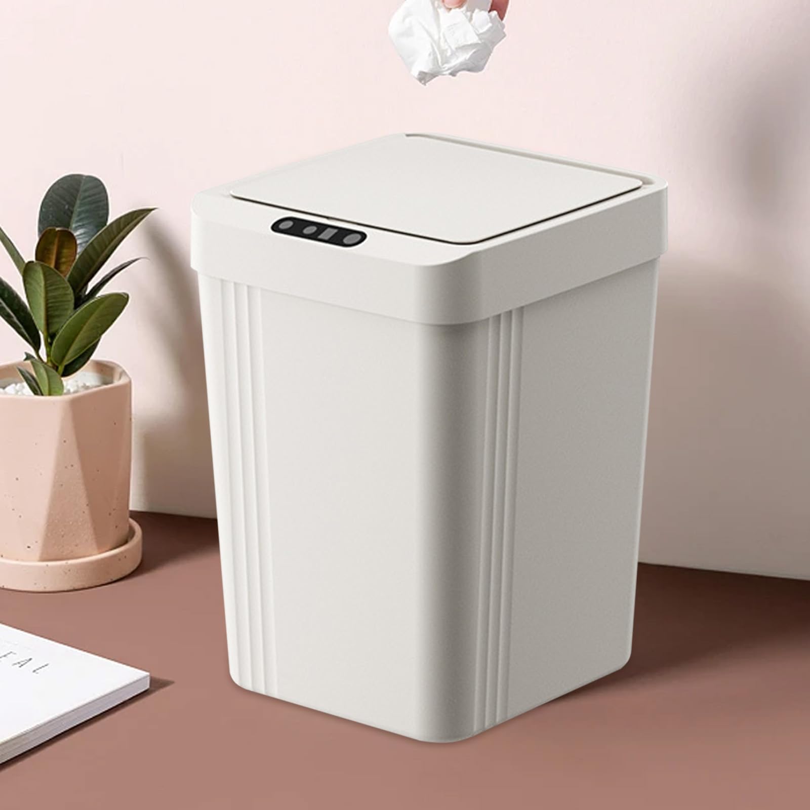 Automatic Trash Can Touchless Sensor Trash Can 13 Liter/3.4 Gallon Small Capacity Trash Can with Lid Sensor Kitchen Bin Recycling for Kitchen/Living Room/Office