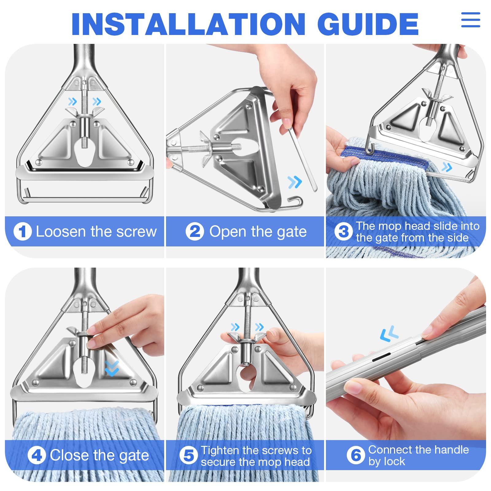 String Mop Heavy Duty for Floor Cleaning- Industrial Commercial Mop with 59inch Mop Handle, Wet Mop for Home,Garage,Office, Workshop, Warehouse Floor Cleaning
