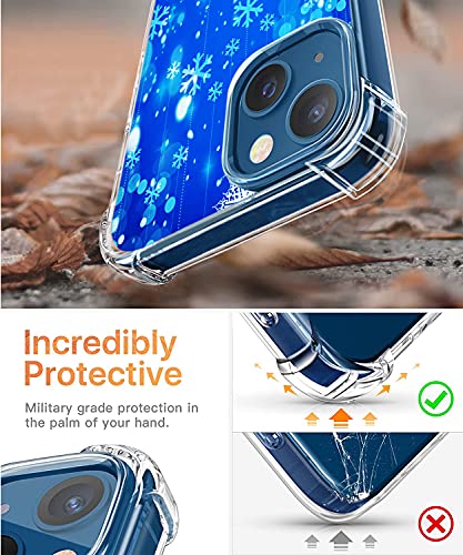Christmas Case for iPhone 13 Mini,Gifun Hard PC+TPU Bumper Clear Protective Case Compatible with iPhone 13 Mini 5.4" 2021 - Christmas Tree and Snowman