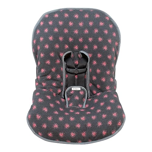 JYOKO Kids Universal Padded Cover Liner for Baby car seat Gr 0/100% Cotton Made (Compatible with Maxi COSI, Chicco, Mico, Evenflo, Mesa, Britax and More) (Fluor Heart)