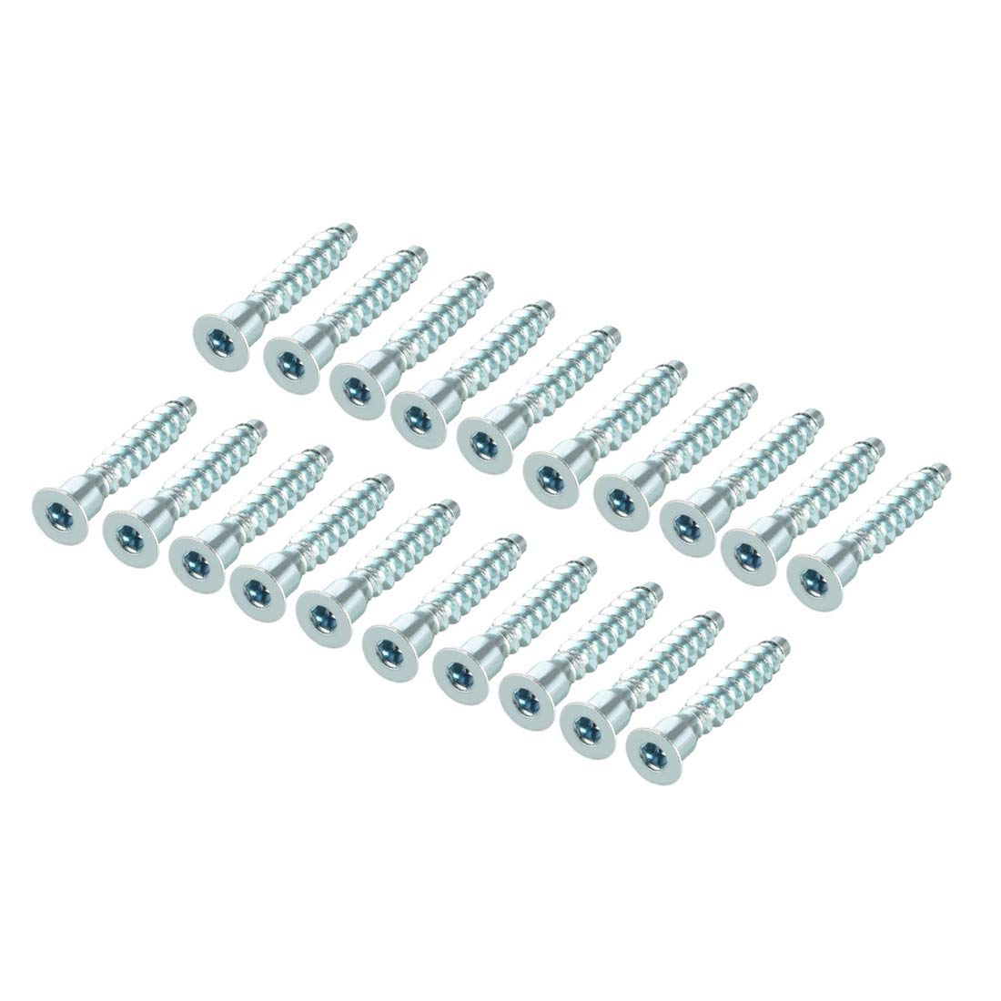 uxcell Furniture Confirmat Screw 7x39mm Hex Socket Wood Screws Zinc Plated 20pcs