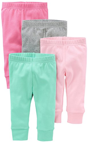 Simple Joys by Carter's Baby Girls' 4-Pack Pant, Mint Green/Pink/Grey, 18 Months