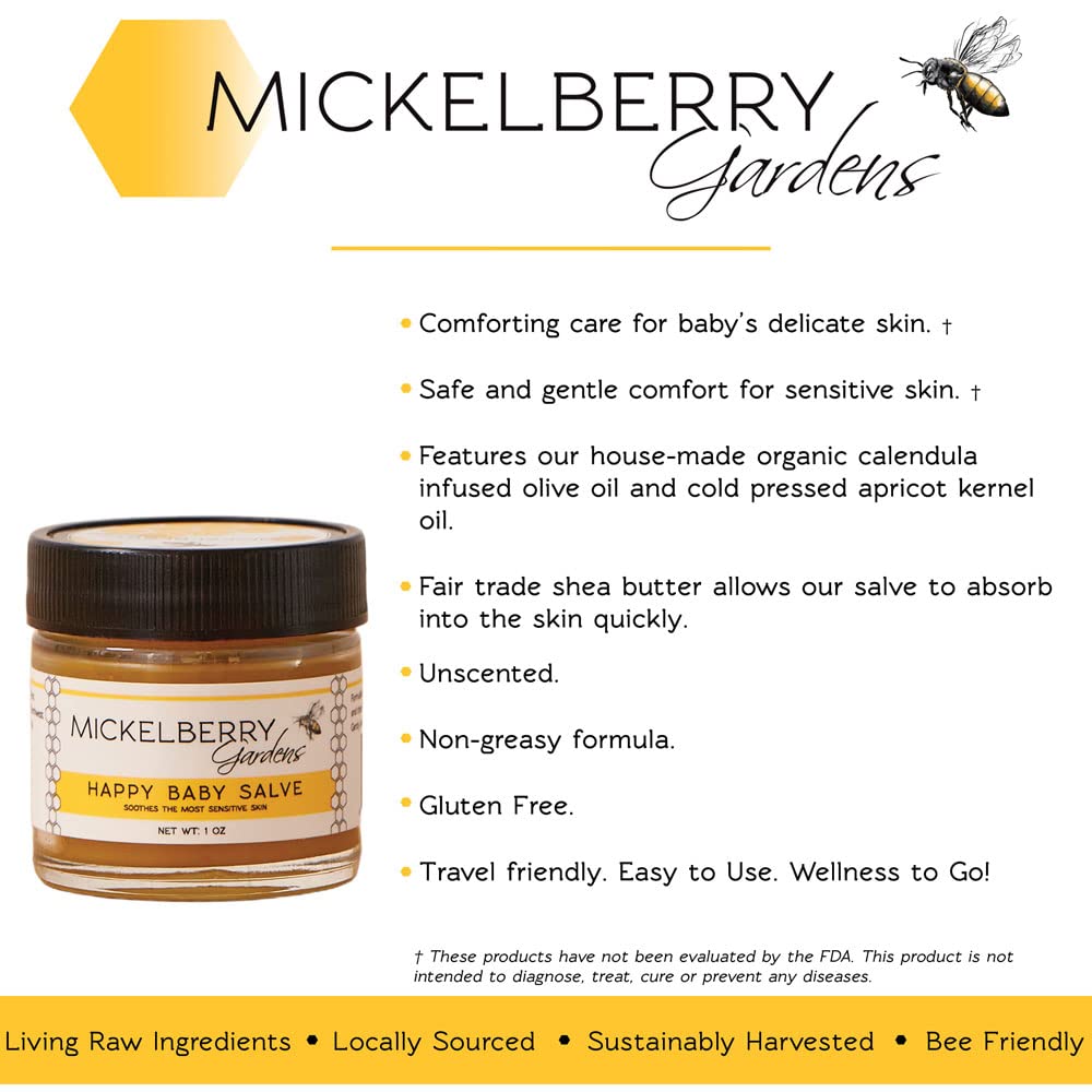 Herbal Baby Salve, Natural Diaper Rash Ointment - Organic Calendula Body Products for Babies (1 ounce)