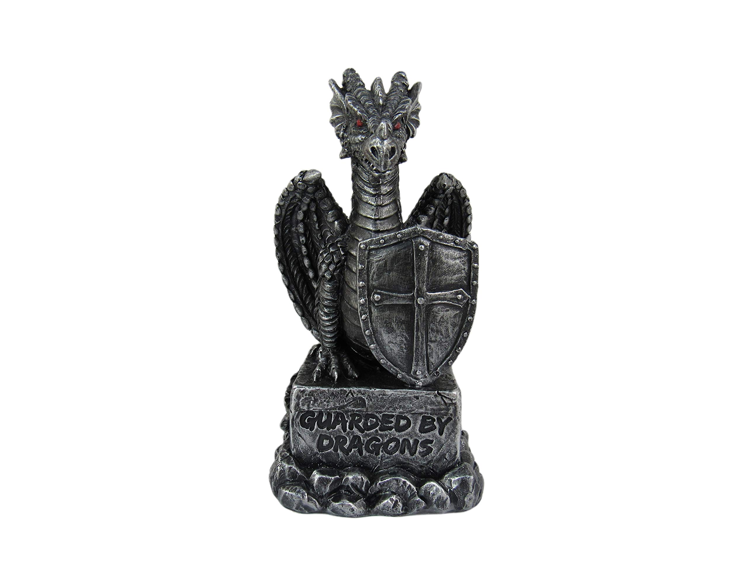 DWK Pewter Dragons Motivational Gothic Decor Mini Figurines | 4 Piece Set Medieval Home Decor and Dragon Garden Decor | Medieval Mini Statues Gifts for Meditation - 5"