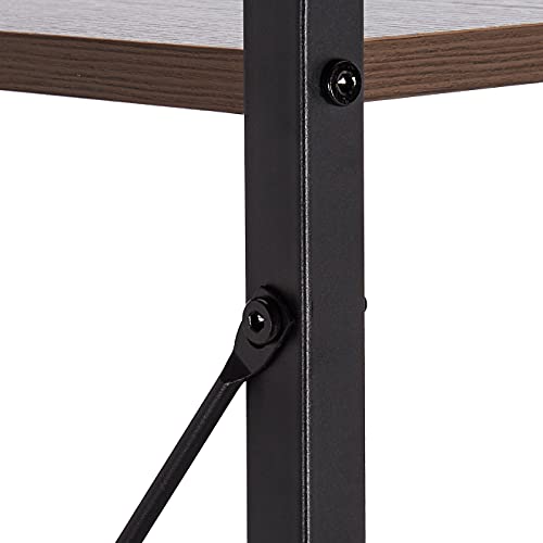 Coral Flower Tower Computer Desk with 4 Tier Shelves - 47.6'' Multi Level Writing Study Table with Bookshelves Modern Steel Frame Wood Desk Compact Home Office Workstation (Natural brown)