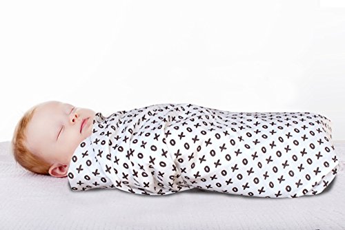 Muslin Baby Swaddle Blankets, 47x47 (3 Pack) Black, White, XO, Stripe, Cross