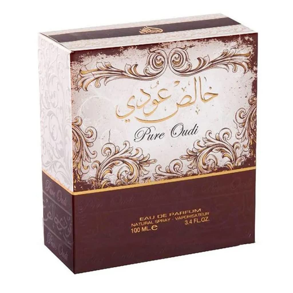Lattafa Perfumes Pure Oudi (Khalis Oudi) 2 Piece Set for Unisex (3.4 Ounce Eau de Parfum Spray + 1.7 Ounce Perfumed Body Spray)