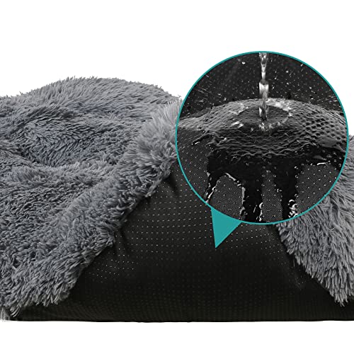 Dog Bed, Plush Soft Pet Mat Pad & Furniture，Washable Anti-Slip Dog Crate Bed for Large Medium Small Dogs and Cats (36"x23.5", Grey)