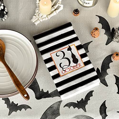 Artoid Mode Stripes 31 October Happy Halloween Ghost Pumpkins Trailer Kitchen Towels Dish Towels, 18 x 26 Inch Hand Towel Bathroom Gift Set of 2