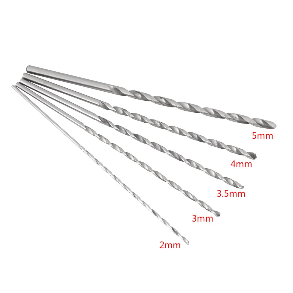 Twist Drill Bit, 2-5mm Extra Long High-Speed Steel Straight Shank Professional Twist Drill Bit Mini Micro Drill Perfect Use Tool for Wood Steel Wood Plastic Aluminum Alloy