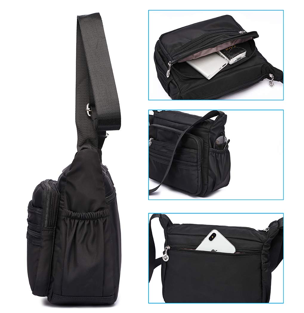 Collsants Small Nylon Crossbody Bag for Women Everyday Purse Travel Shoulder Bag Multi Pocket