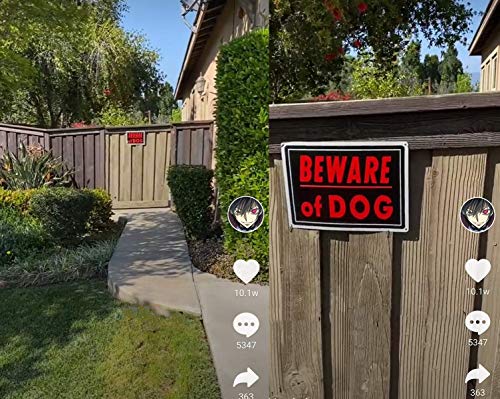 Beware of Dog Sign Meta 14x10 inch Rust Free Aluminum, UV Printed, Easy to Mount Weather Resistant for Fence (4 Pack)