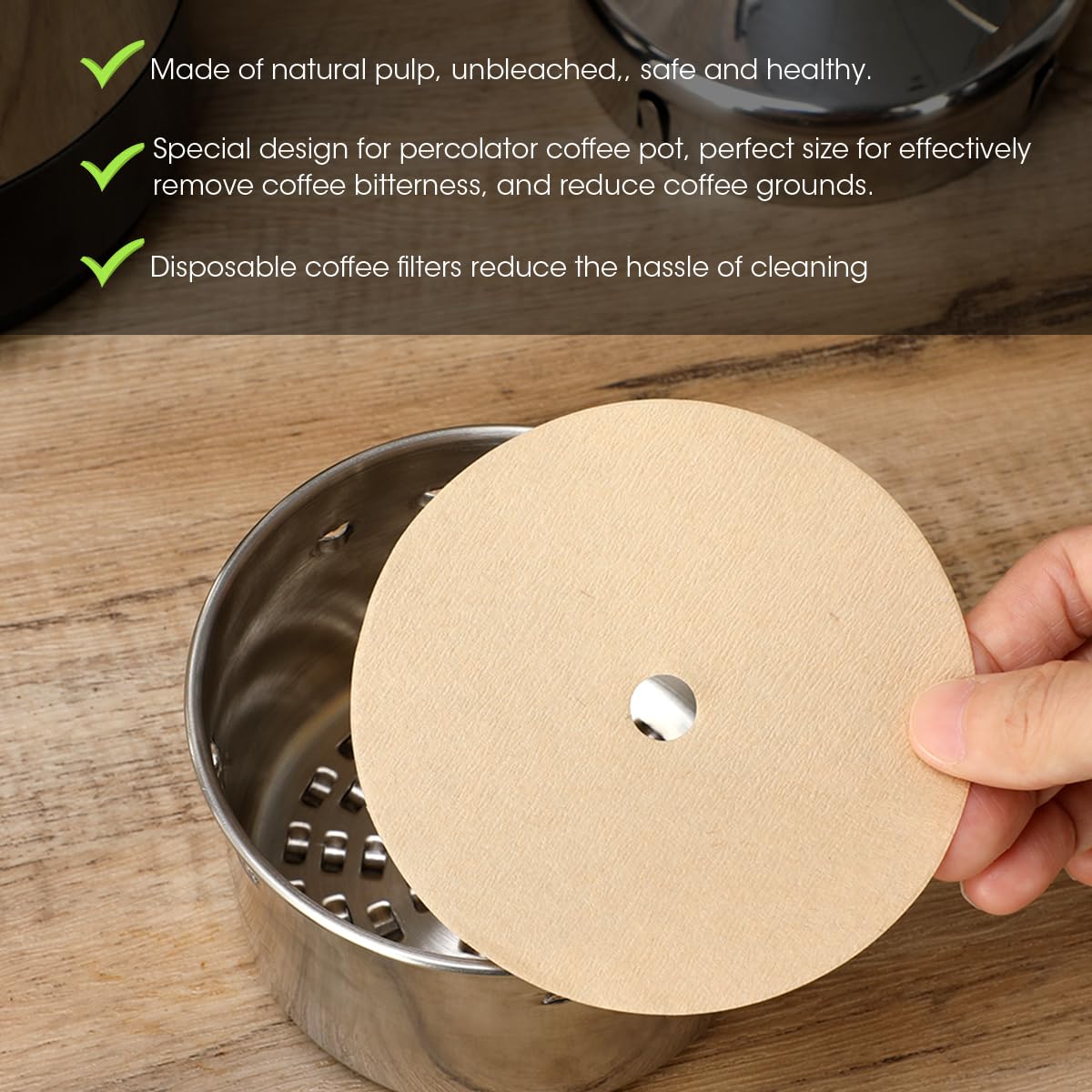 Aieve Unbleached Percolator Coffee Filters 3.75in Disc Coffee Filters (200 Count)