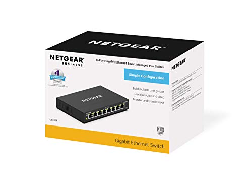 NETGEAR 8 Port Gigabit Ethernet Managed Network Switch (GS308E) - Desktop or Wall Mount, Home Network Hub, Office Ethernet Splitter, Silent Operation