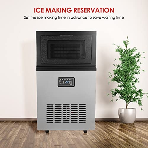 BESRTWE Commercial Ice Maker 100LBS/24H, Large LCD Display, Under Counter 403 Stainless Steel Ice Machine with 22LBS Storage Bin, 36 Ice Cubes/Cycle, Perfect for Home, Bar, Office, Restaurant