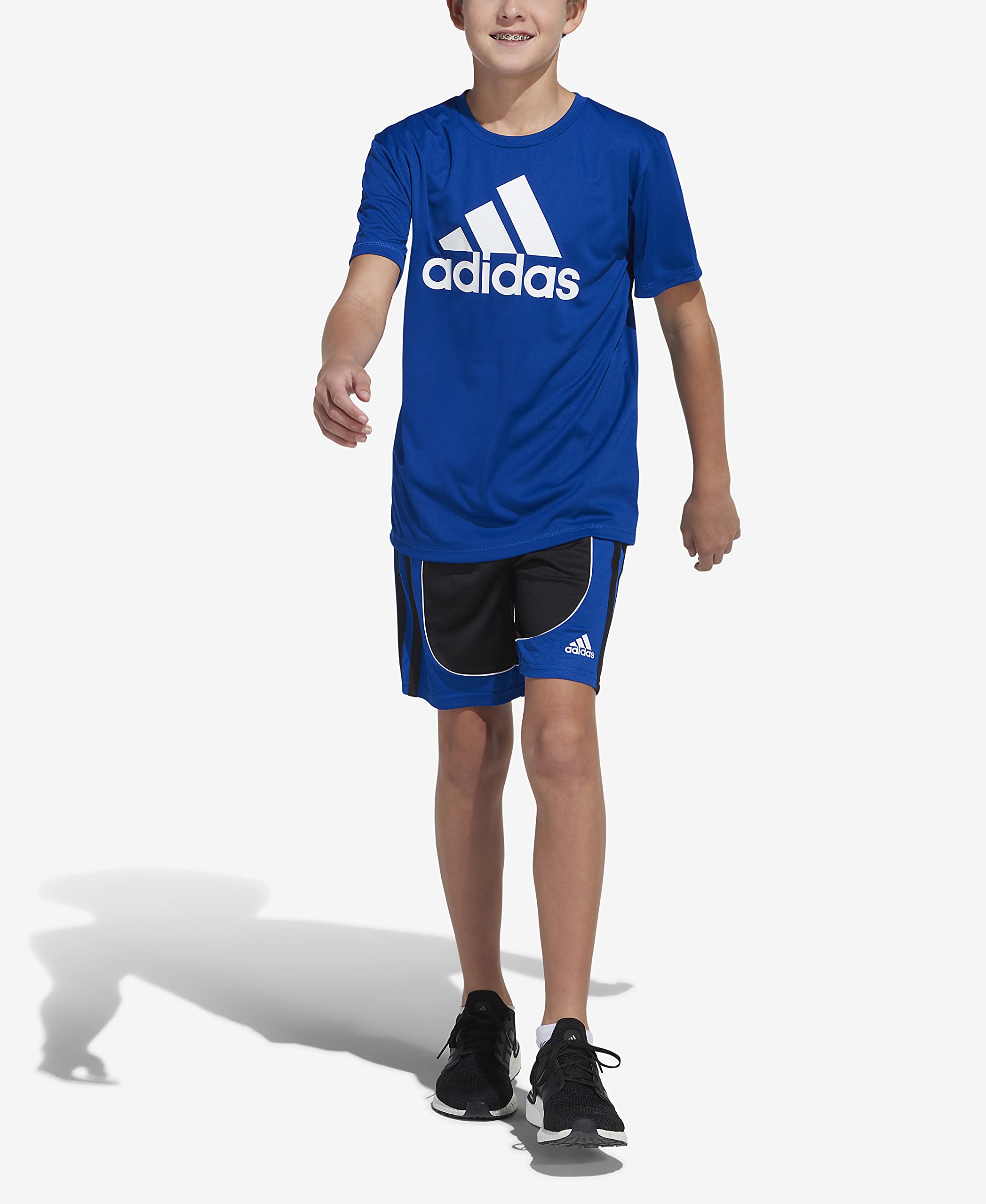 adidas Boys' AEROREADY Basketball Creator Shorts, Black with Team Royal Blue, Medium (10/12)