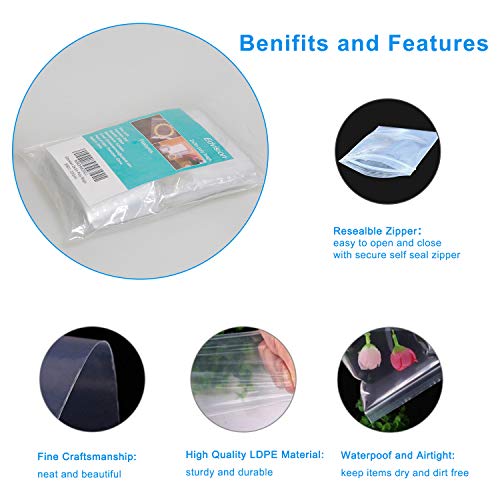 Edvision 2" x 3" Plastic Bags, 200 Count 2 Mil Transparent Resealable Zipper Poly Bags, Reclosable Storage Bags for Jewelry Supplies, Beads, Screws, Small Items