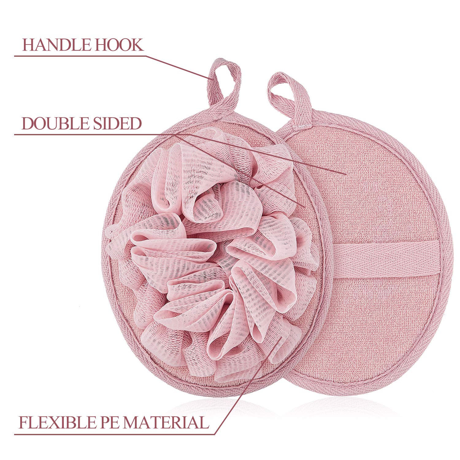 6 Pieces Bath Shower Pouf Sponge Mesh Pouf Shower Ball Exfoliating Body Sponge Pad Shower Scrubber Ball Shower Glove with Flower Bath Ball