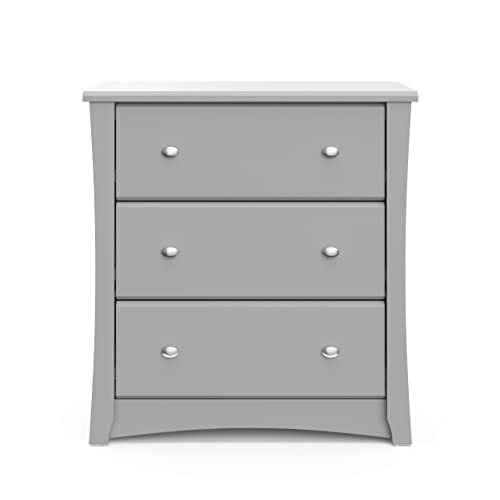 Storkcraft Crescent 3 Drawer Chest (Pebble Gray) – Baby and Kids Bedroom Organizer, Nursery Chest, Storage Dresser with Drawers, Universal Design