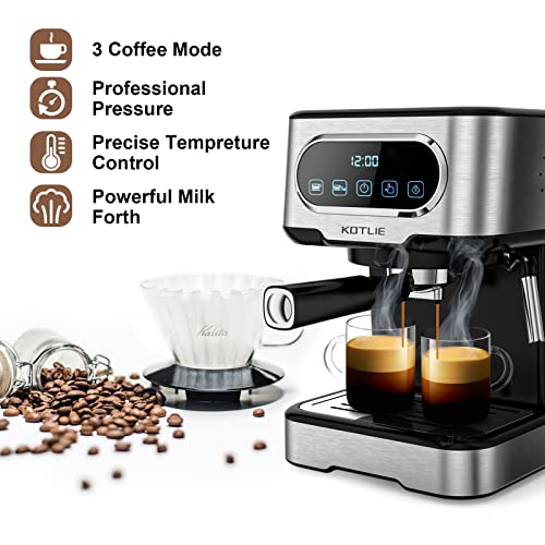 KOTLIE 20 Bar Espresso Machine: Coffee Maker with Milk Frother, Steam Wand,1.5L Removable Water Tank for Cappuccino and Latte