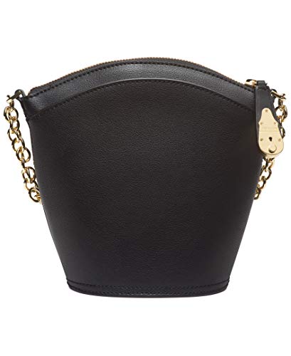Calvin Klein Statement Series Lock Daytonna Leather North/South Top Zip Crossbody, Black/Gold