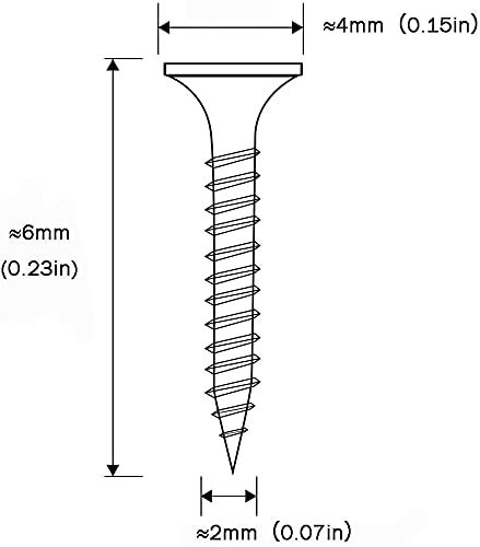 Small Household Screw, Linwood Phillips Flat Head Wood Screw [DIY Screw] for Kitchen/Office Decoration, Boxes/Pictures Decorative Accessories, ＃3 Screw, 200pcs (2×6mm/0.07×0.23in, Gold)
