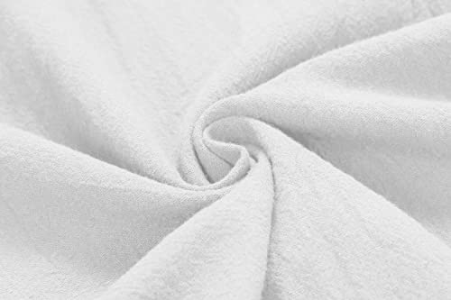 CHARTOU Women's Summer Drawstring Waist Wide Leg Loose Cotton Linen Palazzo Pants (Medium, White)
