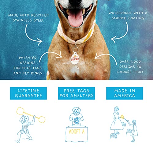 Dog Tag Art Canine America Shield Personalized Pet ID Tag for Dogs, Silent Customized Dog Tag (Small)