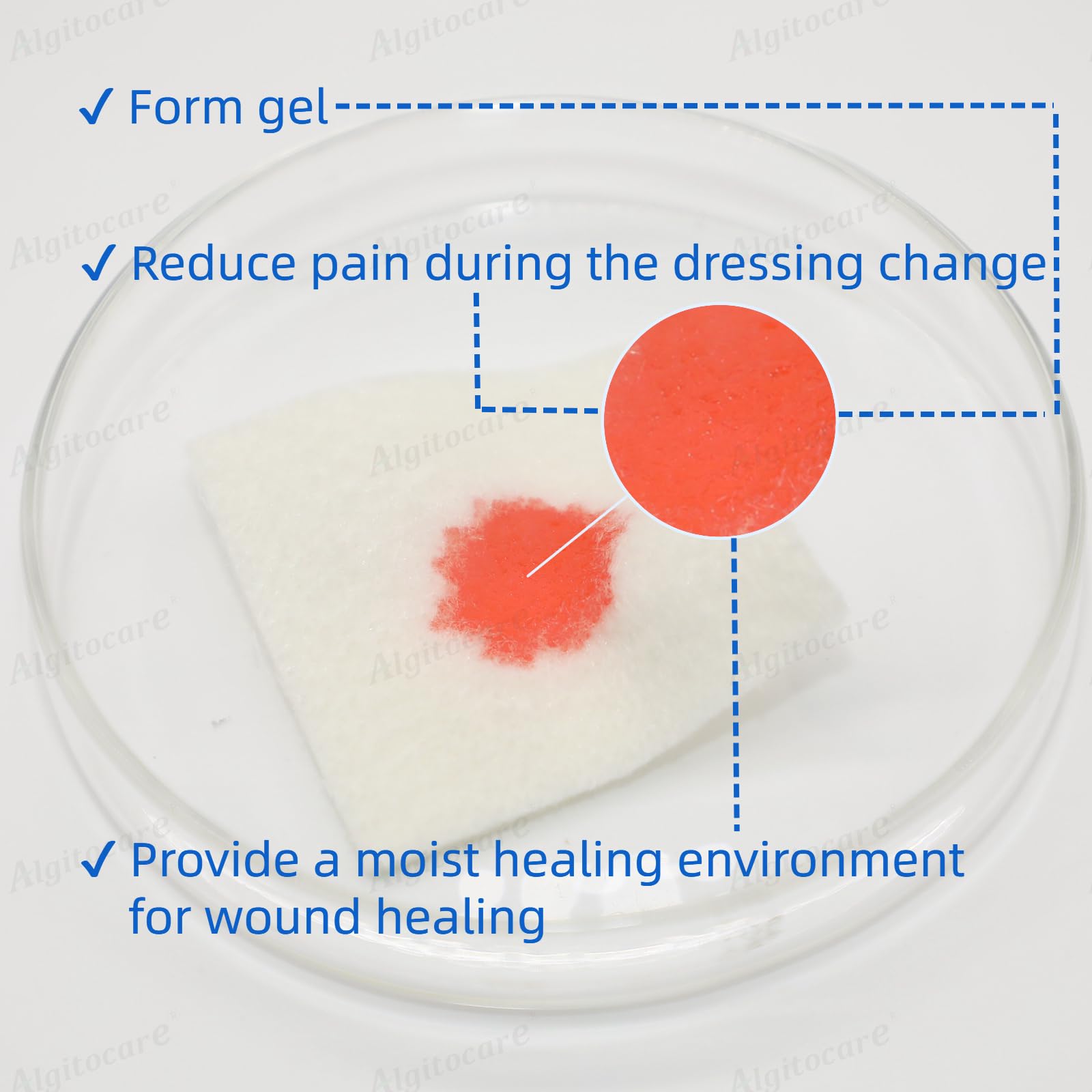 Algitocare Ag Silver Calcium Alginate Wound Dressing - 4"x4"(Pack of 10) with 2"x2"(Pack of 10)