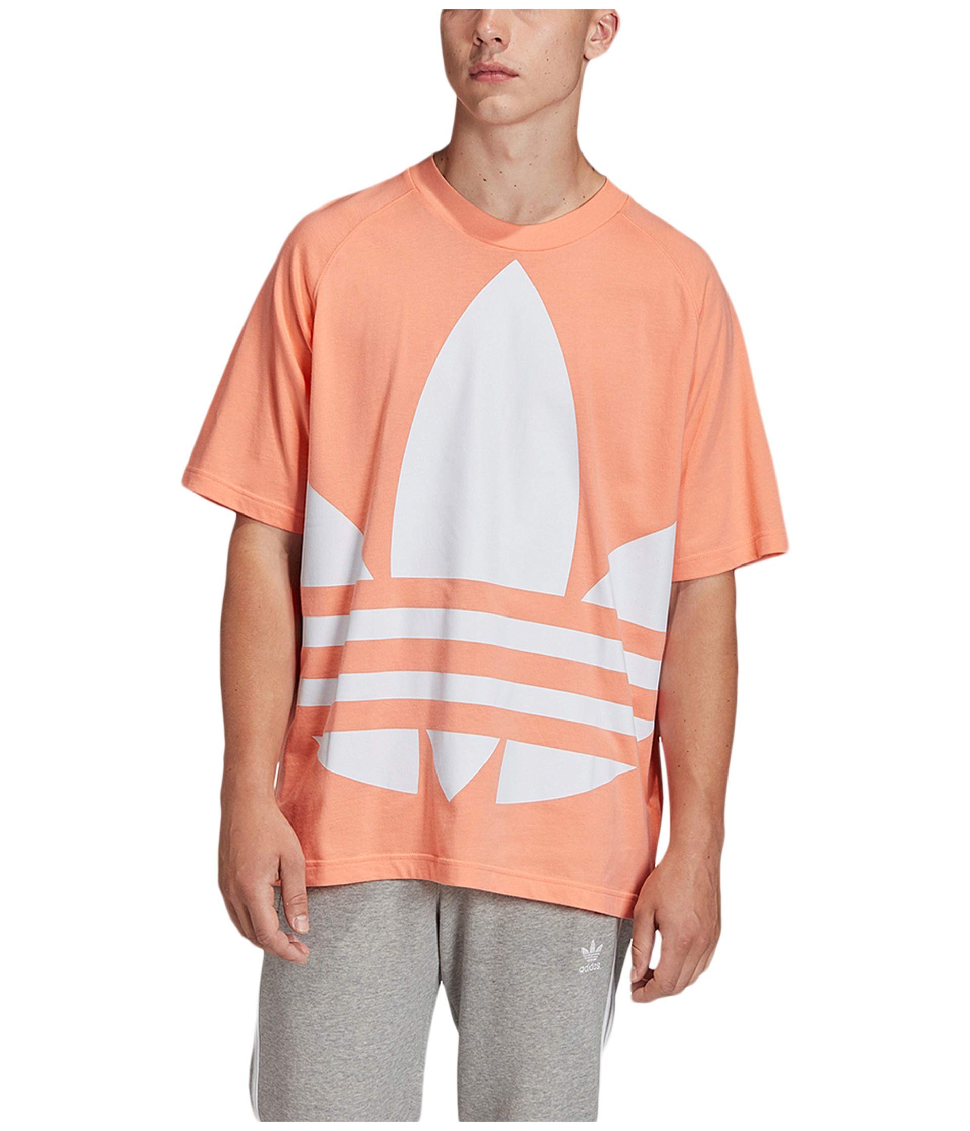 adidas Originals Men's Big Trefoil Boxy Tee Chalk Coral Small