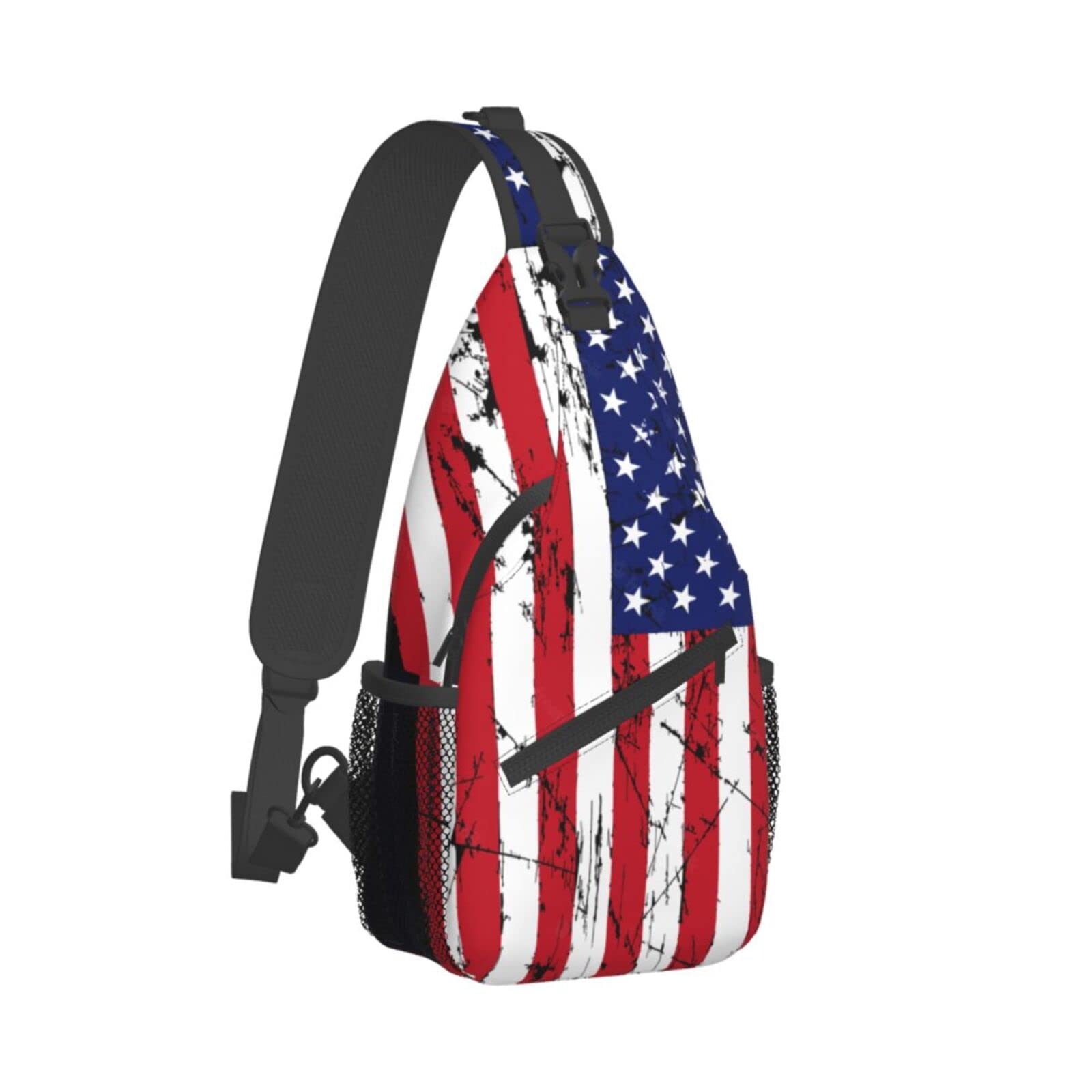 American Flag Stars Stripes Sling Backpack Chest Bag Crossbody Shoulder Bag Travel Hiking Daypack For Men Women