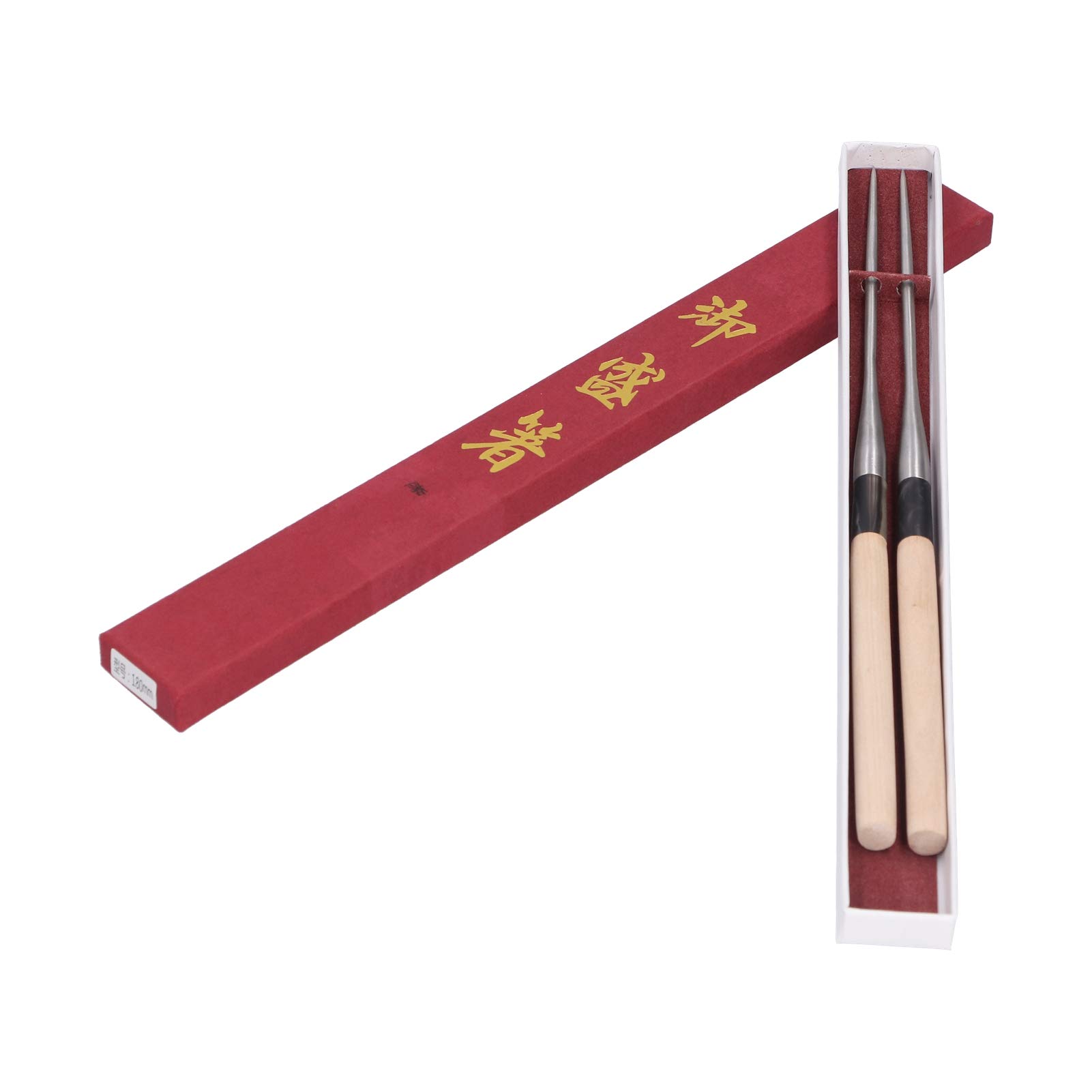 Alvinlite 11.61" Wood Handle Chopsticks, 1 Pairs Premium Reusable Stainless Steel Pointed Chopsticks for Japanese Sushi South Korea Kimbap, Chop Sticks with Gift Case for home office Kitchen