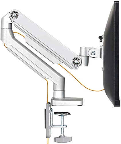 EleTab Single Monitor Desk Mount - Height Adjustable Single Monitor Stand Articulating Full Motion Swivel VESA Arm Fits for Computer Screen 17 to 32 inches, Hold up to 17.6 lbs
