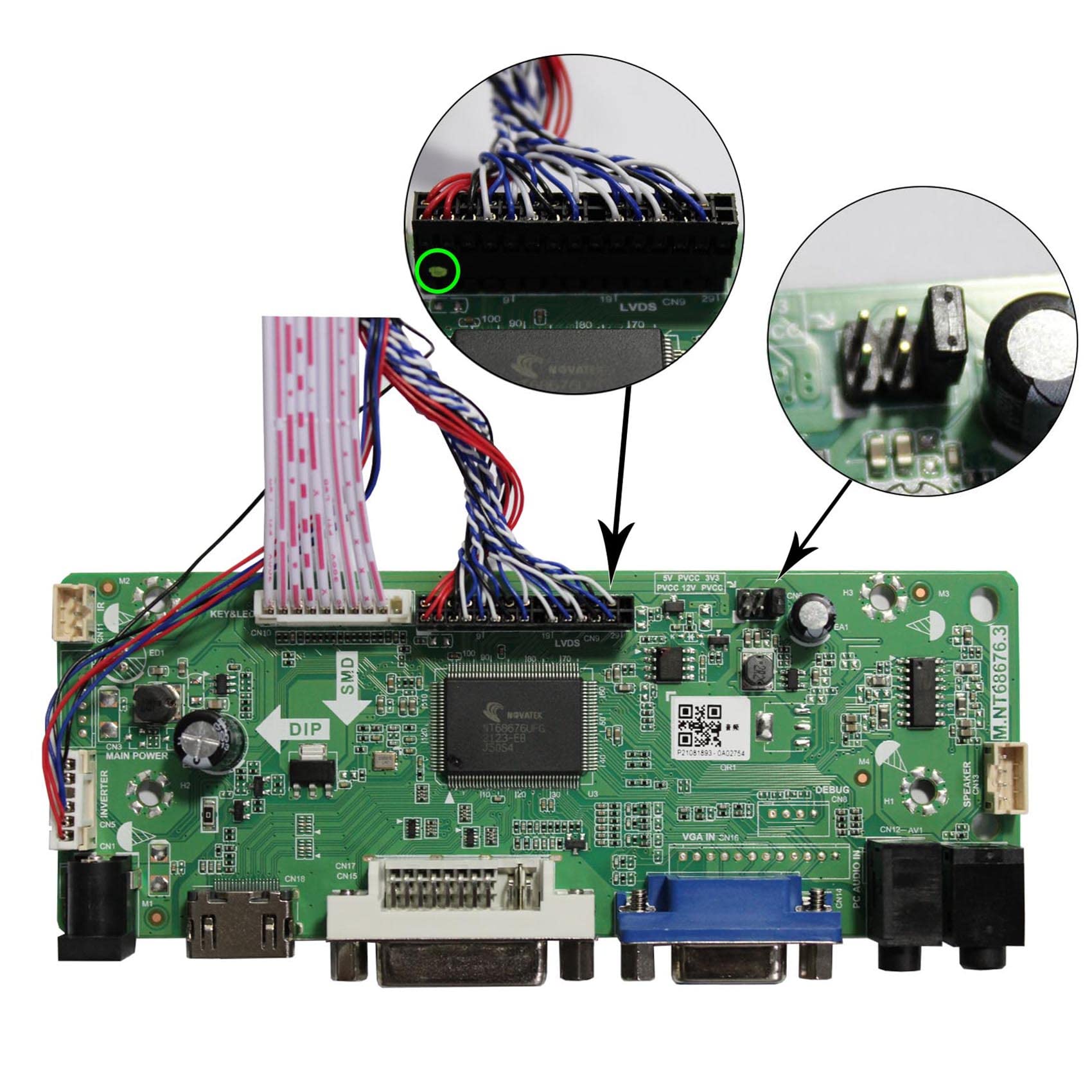 HDMI VGA DVI Audio LVDs Controller Board 40 Pin for 15.6" 17.3" 1920x1080 B156HW01 LP156WF1 N173HGE-L21 B173HW01 LP173WF1 WLED LCD Screen