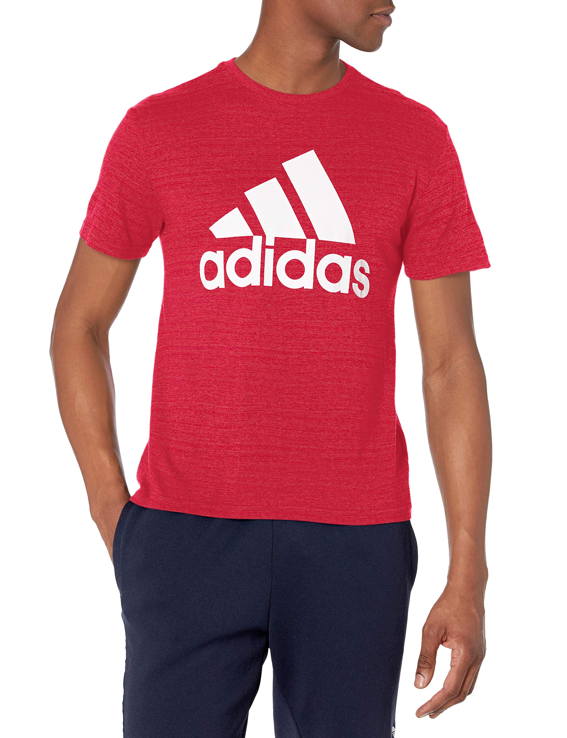 adidas mens Tri-Blend Short Sleeve Tee Red Heathered/White X-Large