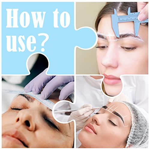 6 Pieces Eyebrow Tools 2 Pieces Eyebrow Measuring Ruler 2 Pieces Microblading White Marker Pen with Paper Ruler Skin Marker Eyebrow Permanent Makeup Position Mark Tools for Eyebrow Lips Skin