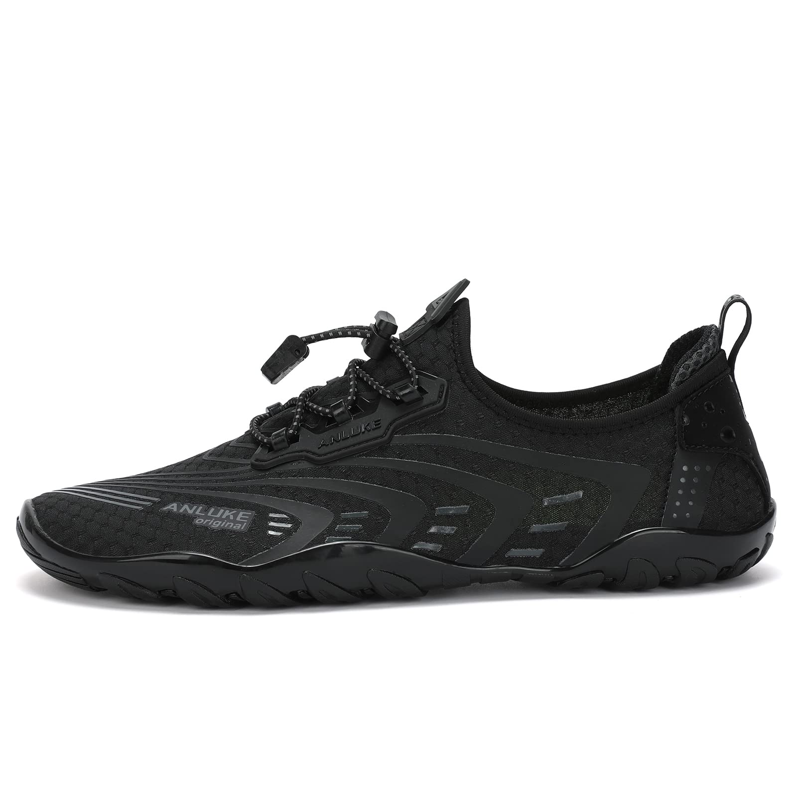 ANLUKE Mens Womens Water Shoes Swim Shoes Aqua Shoes Barefoot Quick-Dry Beach Surf Water Sports Shoes AllBlack 44