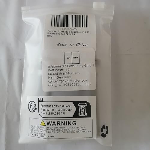 M8x120 U Bolt 304 Stainless steel Tie Down U Bolt (Pack of 2)