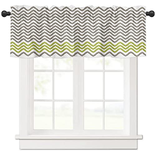 Artwork Store Valances Windows Curtain Abstract Chevron Zig Zag Gary and Yellow Ripple Kitchen Valances Rod Pocket Window Treatment Short Curtains Valance for Window 1 Panel,42 by 18 inches