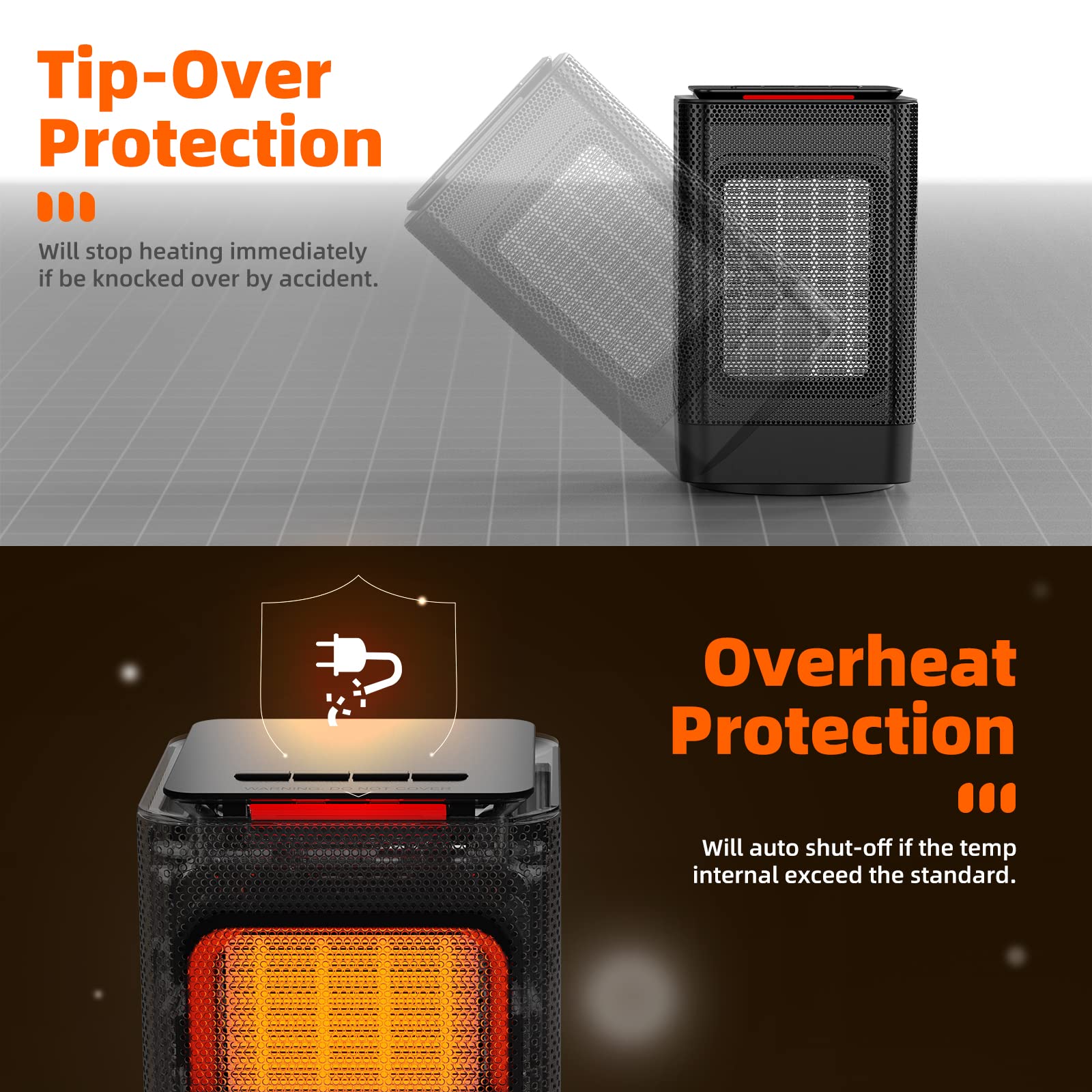 Space Heater, Portable Oscillating Heaters for Indoor Use, 3 Adjustable Heating Mode with Tip-over & Overheating Protection for Office Desk